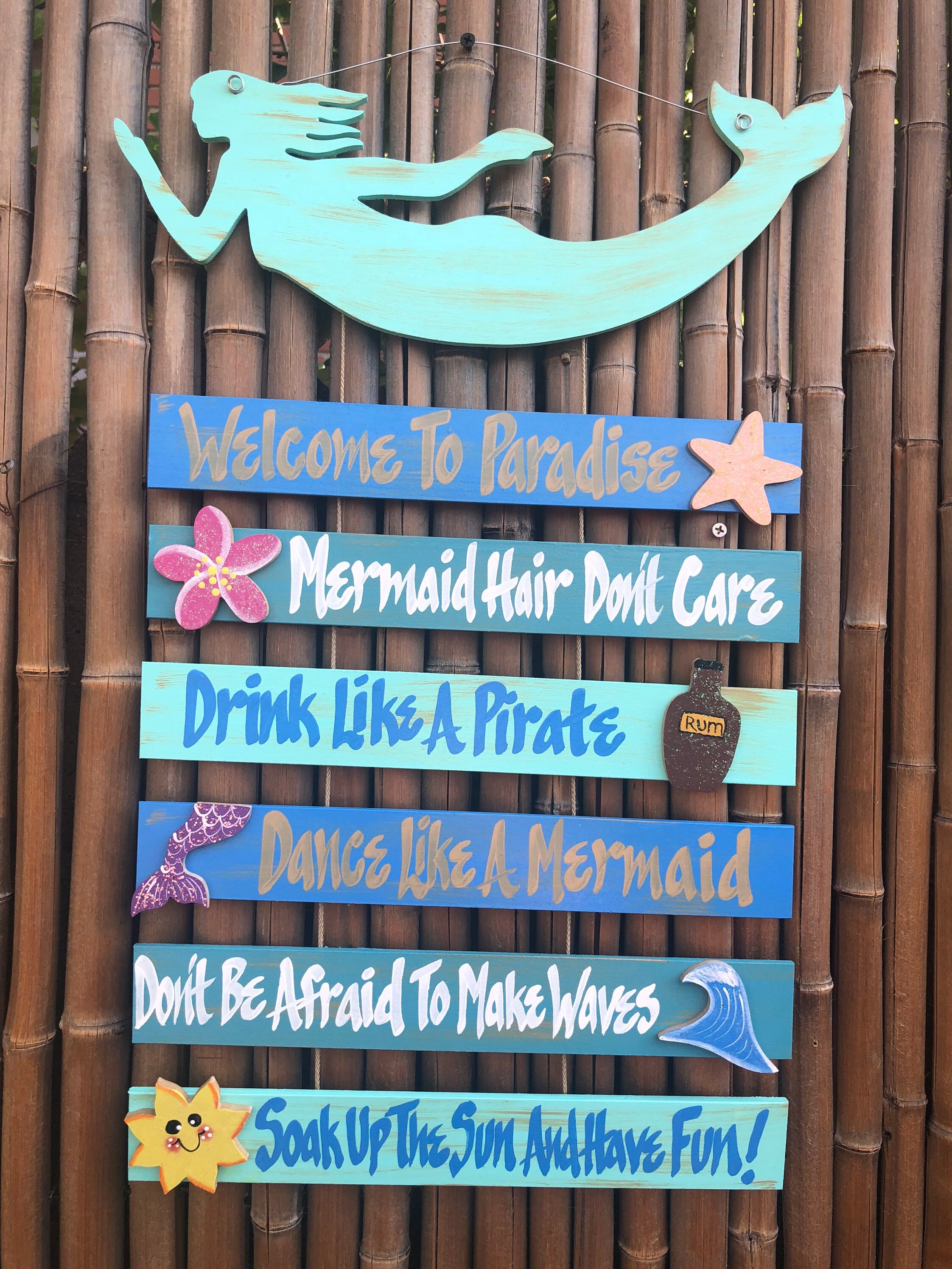 Hand Painted Mermaid, Custom Quote Sign, Personalized Mermaid Sea-life ...