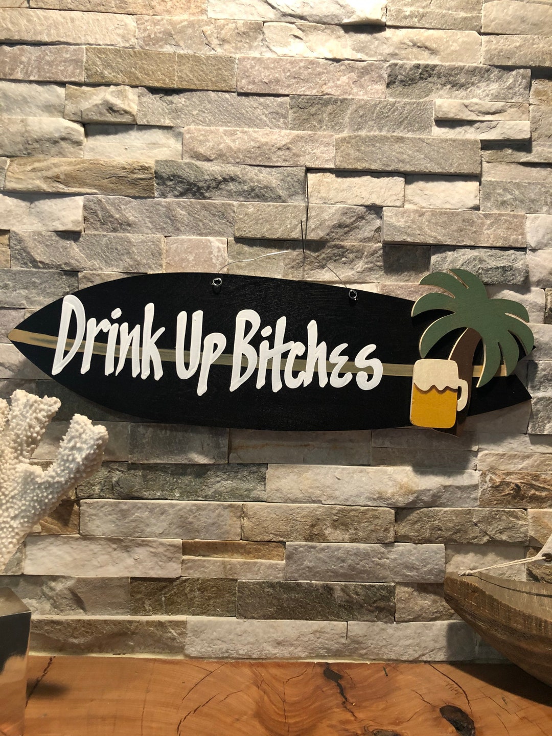 Handmade Wooden Surfboard Signs-customized Surf Sign-backyard Barsign ...