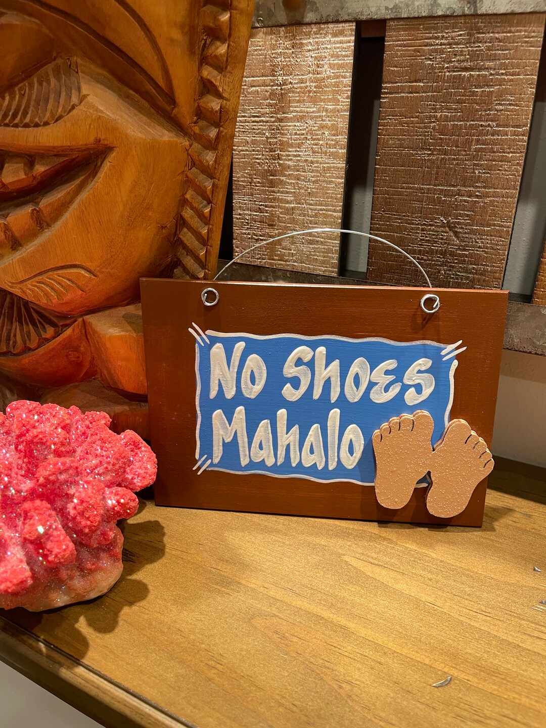 No Shoes Mahalo Wooden Sign, Hawaii Custom, Hawaiian Wall Art Decor ...