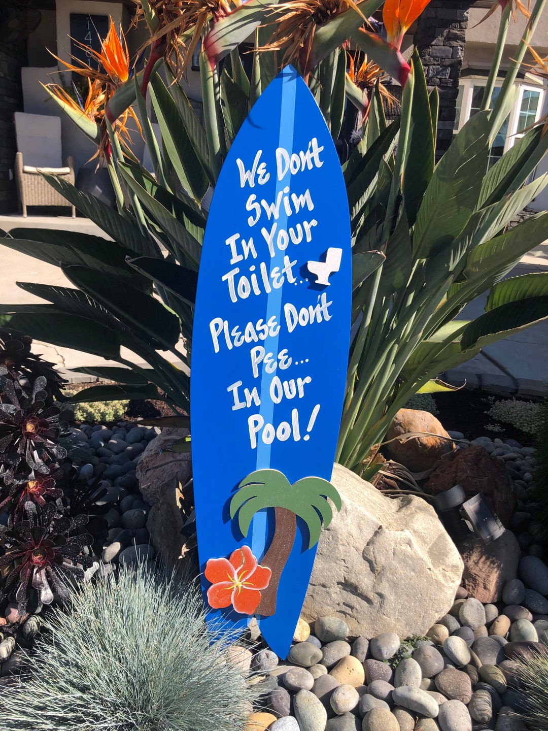 Surfboard Pool Sign - Don’t Pee in Our Pool - Surf Wall Hanging - Free ...
