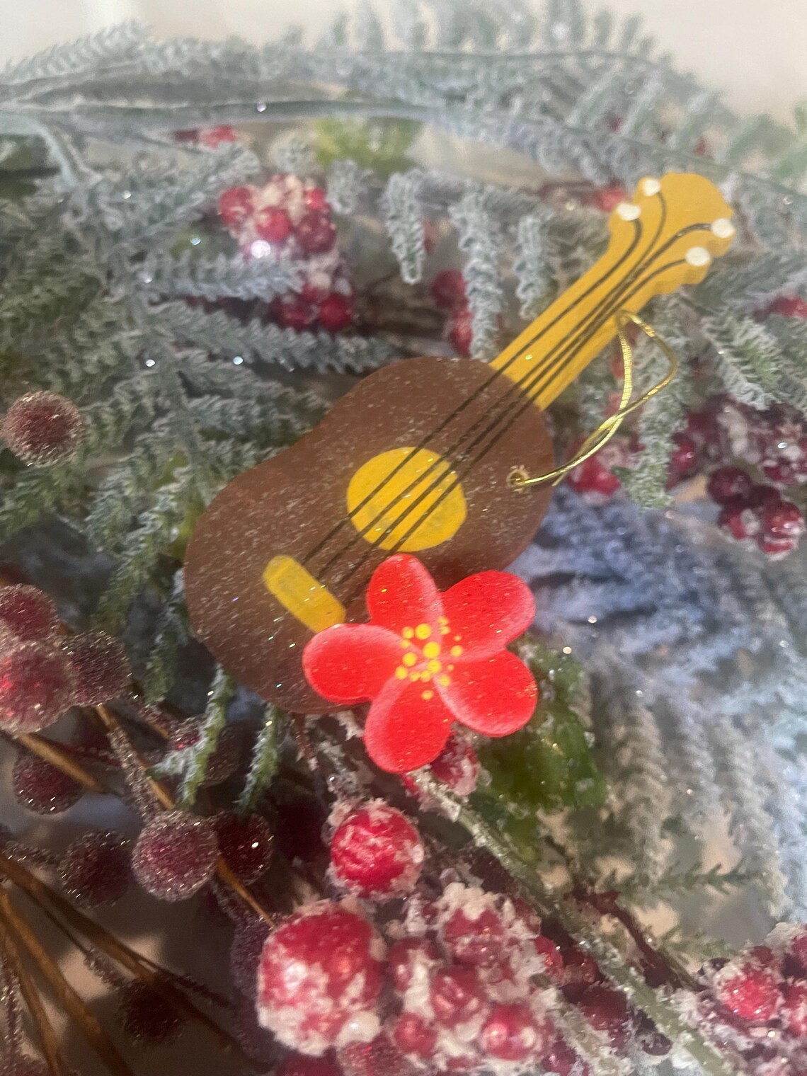 Hand-painted Ukulele Christmas Ornament, Tropical Hawaiian Decor - Etsy