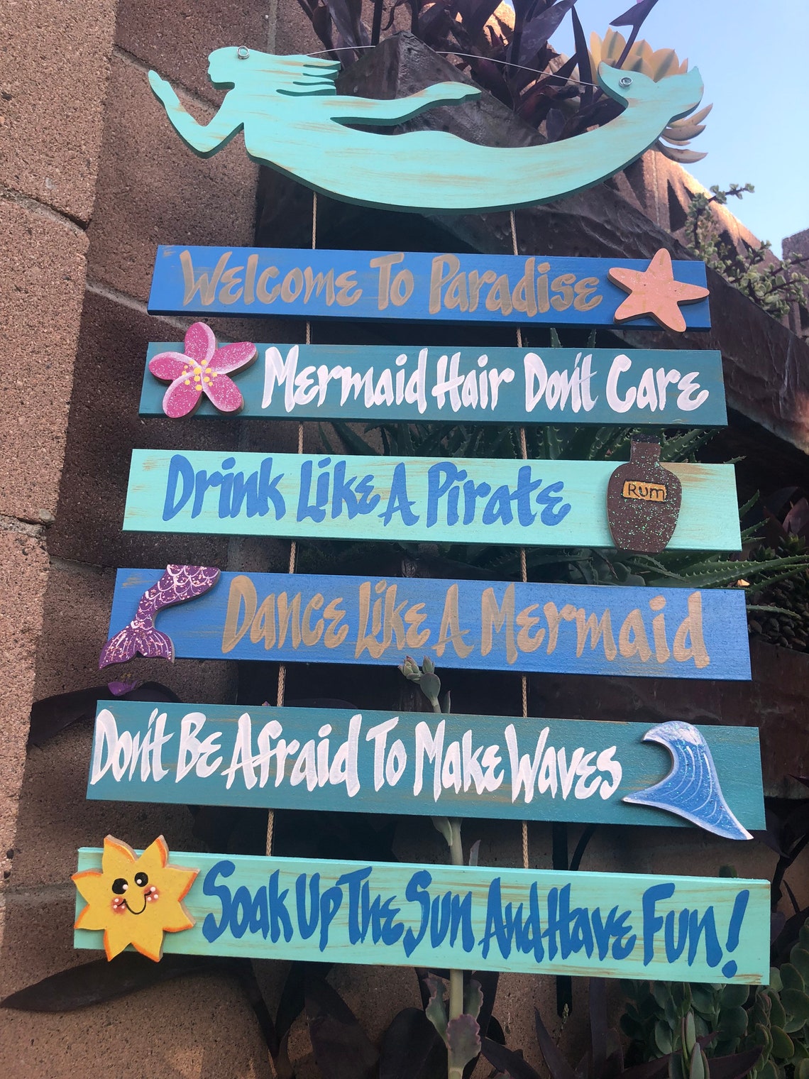 Hand Painted Mermaid Custom Quote Sign Personalized Mermaid | Etsy