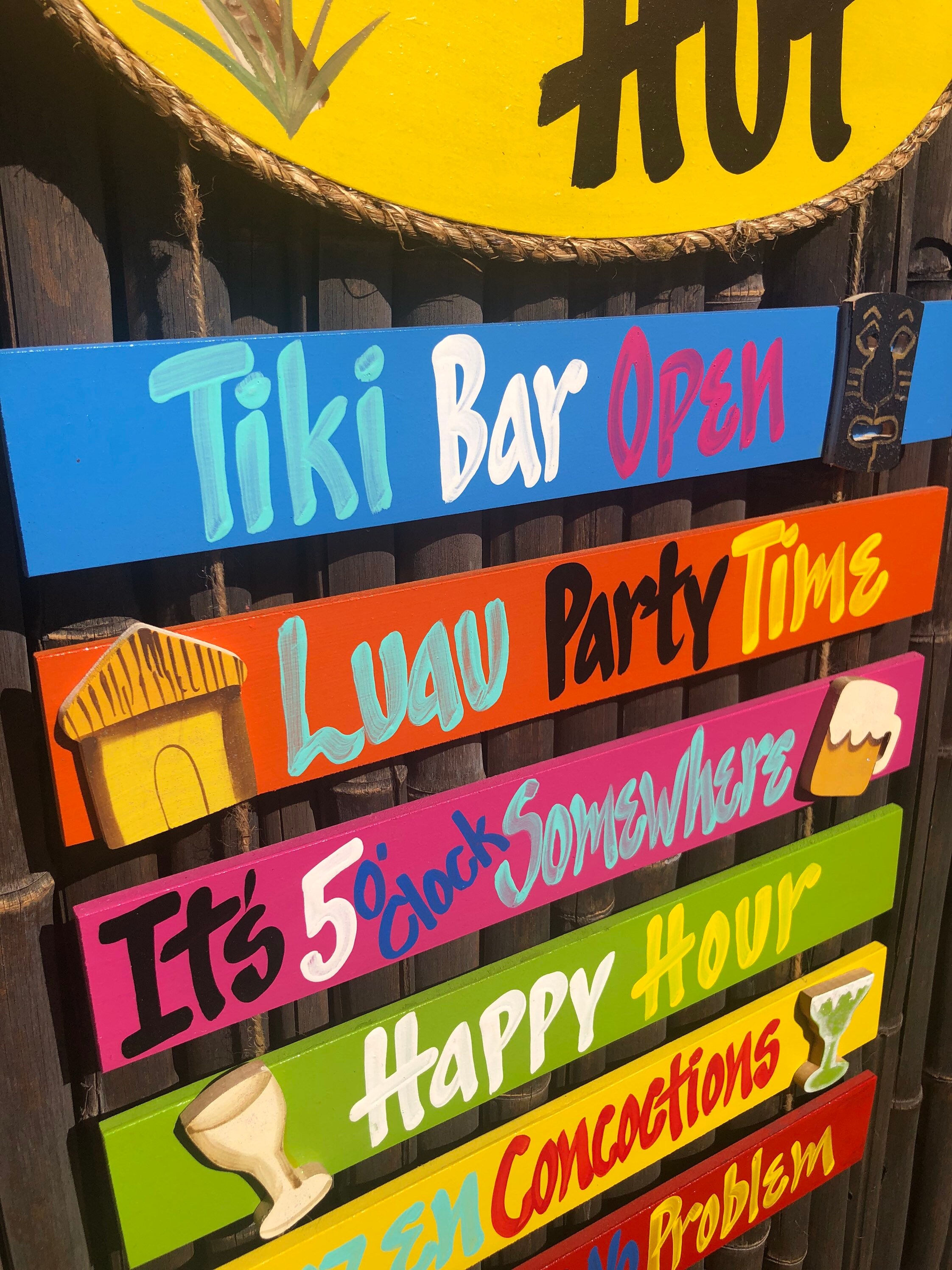 Tiki Hut Wood Sign Handmade Wall Art Happy Hour Bar Sign Tiki | Etsy
