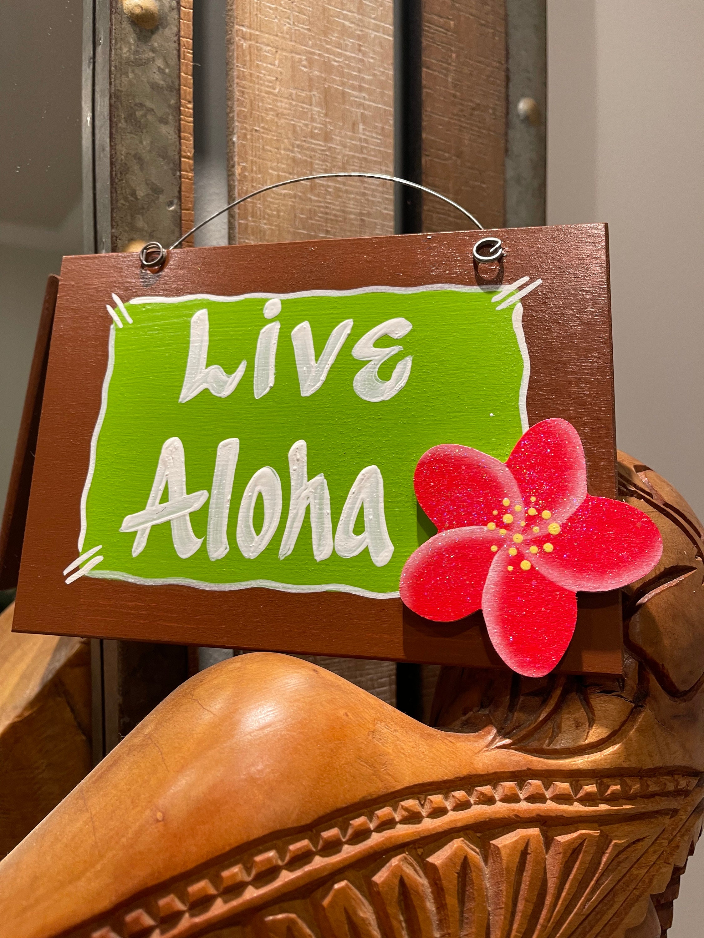 Live Aloha Wood Sign, Hawaii Theme Wall Art Decor, Handmade Tropical ...