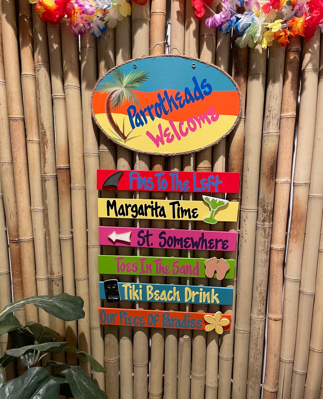 Parrotheads Welcome Hand Painted Oval Wall Hanging Sign, Key West ...