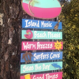 Tropical Sign Oval Beach Wall Hanging, Colorful Decorative Wood Plaques ...