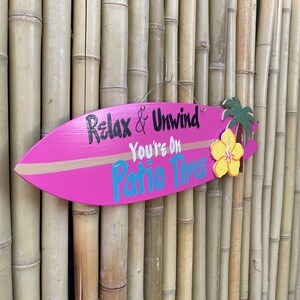 Wooden Surfboard Sign, Pink Surf Wall Hanger, Customizable Surfboard ...