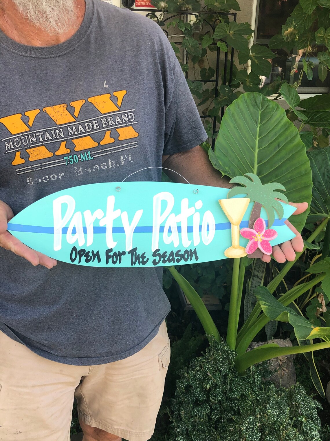 Party Patio Sign Custom Surfboard Art Personalized Hand | Etsy