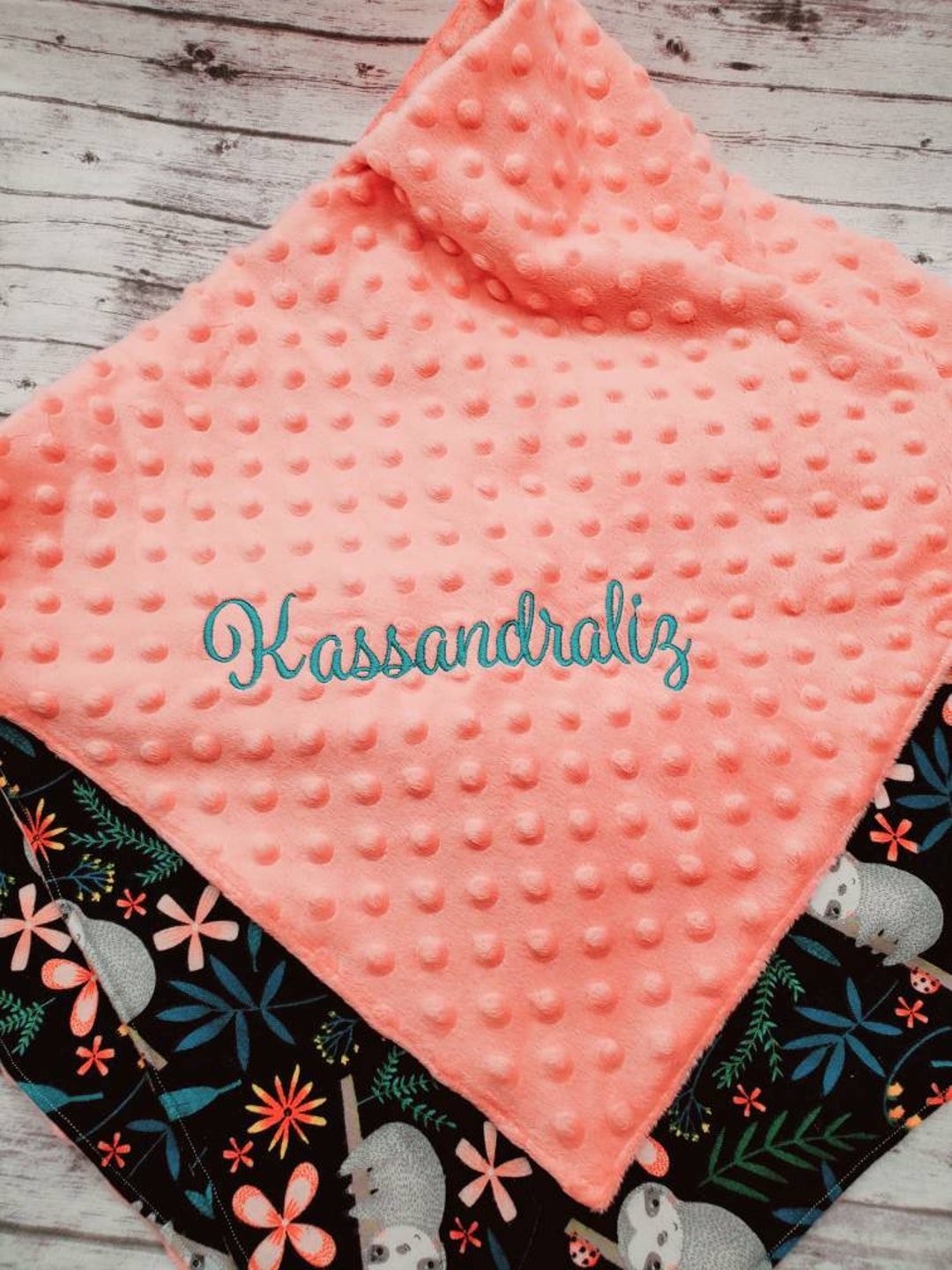 Personalized Sloth Baby Blanket, Embroidered Baby Blanket, Sloth Lovie ...