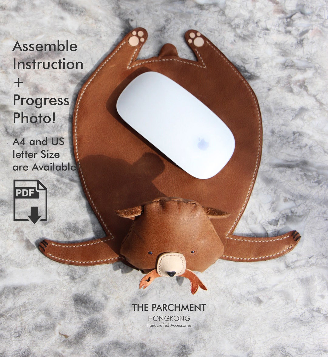 Leather Bear Rug Mouse Pad Pattern, Leather Template, DIY Leather ...