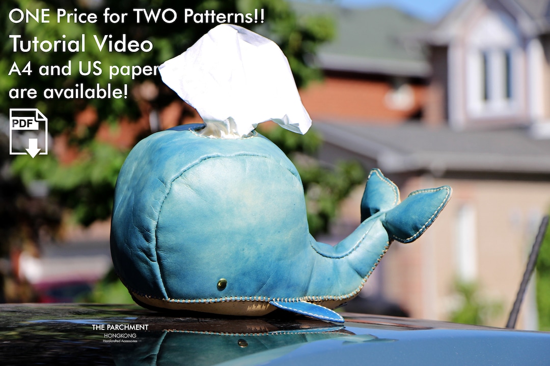 Leather Whale Tissue Box, Leather Patterns, Leather Pdf, Template, DIY ...