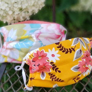 Pretty Floral Pleated Face Masks 1 FREE Filter Inside Pocket - Etsy