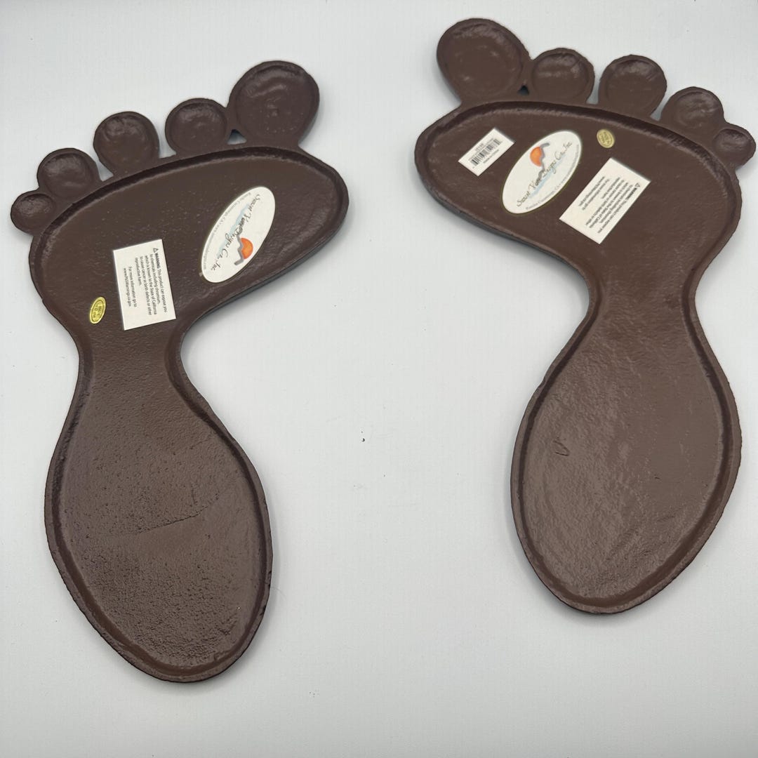 Cast Iron Human Foot Prints Stepping Stones Garden Outdoor Decor Pair ...