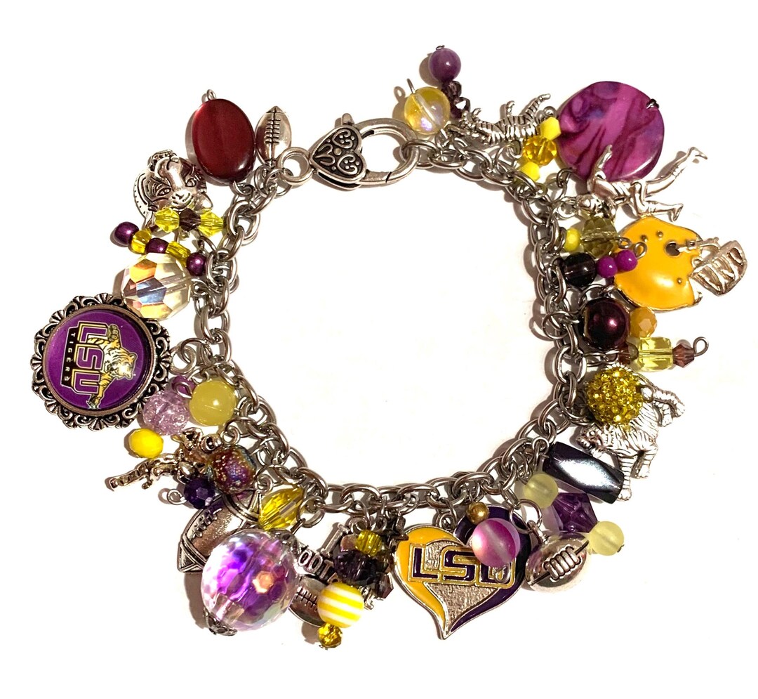 LSU Louisiana State University Charm Bracelet Geaux Tigers - Etsy