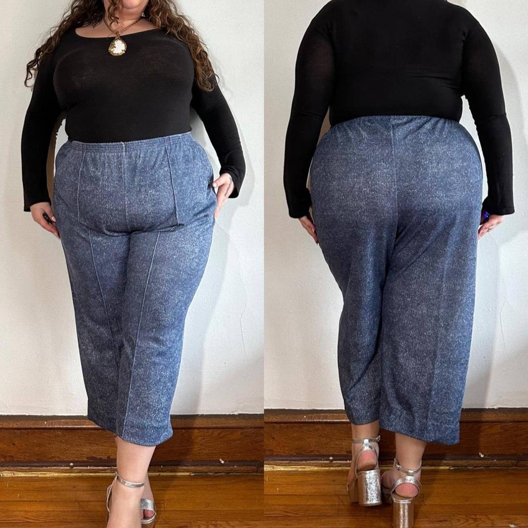 2000s Haband Faux Denim Pants: Plus Size Dark Wash Straight Leg - Etsy