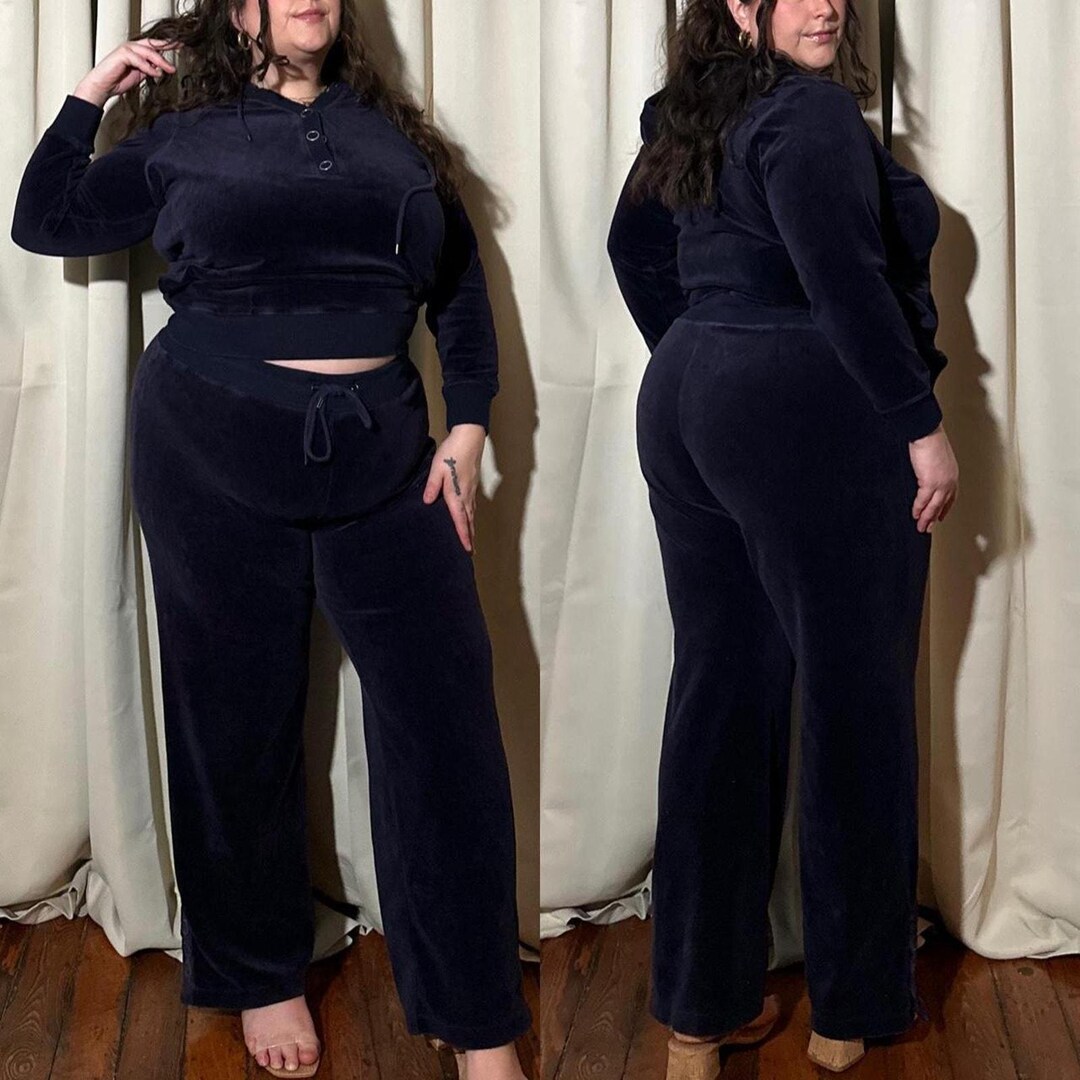 2000s Y2K Avenue Navy Velour Tracksuit Matching Set. Tag Size 18/20 ...