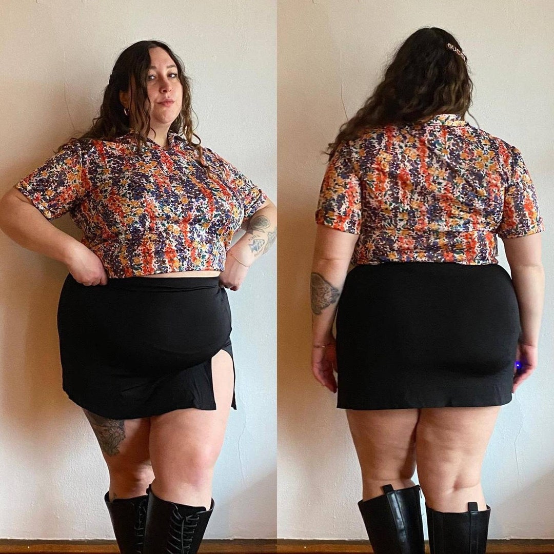 1980s Haband for Her Floral Polyester Short Sleeve Blouse. Fits up to ...