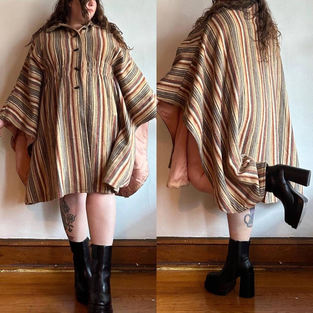 60s 70s Roamans Striped Cape. - Etsy