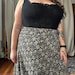 1990s Rena Rowan Black and Grey Ditsy Floral Chiffon Midi Skirt. Tag ...