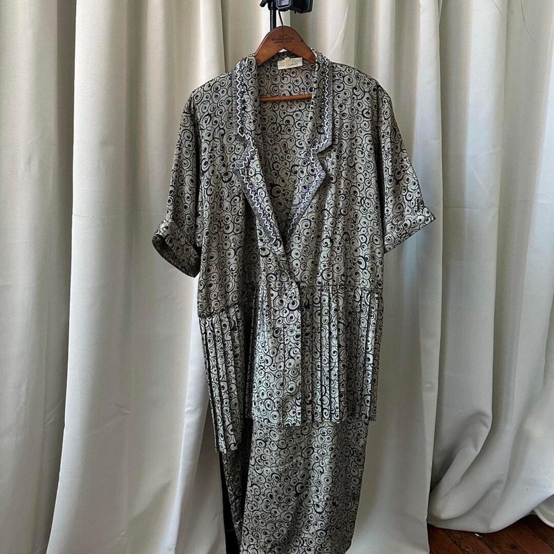 80s Does 40s Beaded Midi Dress - Caspian Designs Green Black - Size L ...