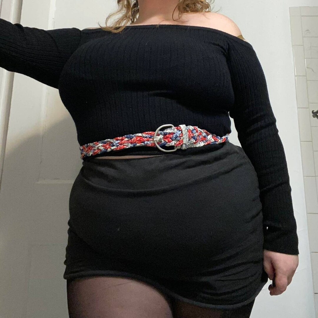 Red White and Blue Bandana Braided Belt 48” | Plus Size Vintage Belt ...