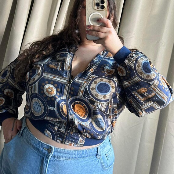 90s Celestial Silk Windbreaker - Navy Vintage Sportsw… - Gem