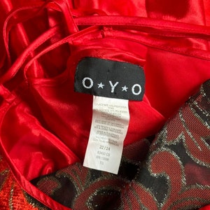 1990s OYO Red Satin Slip, Chemise, Nightie. Paisley Gold and Black ...