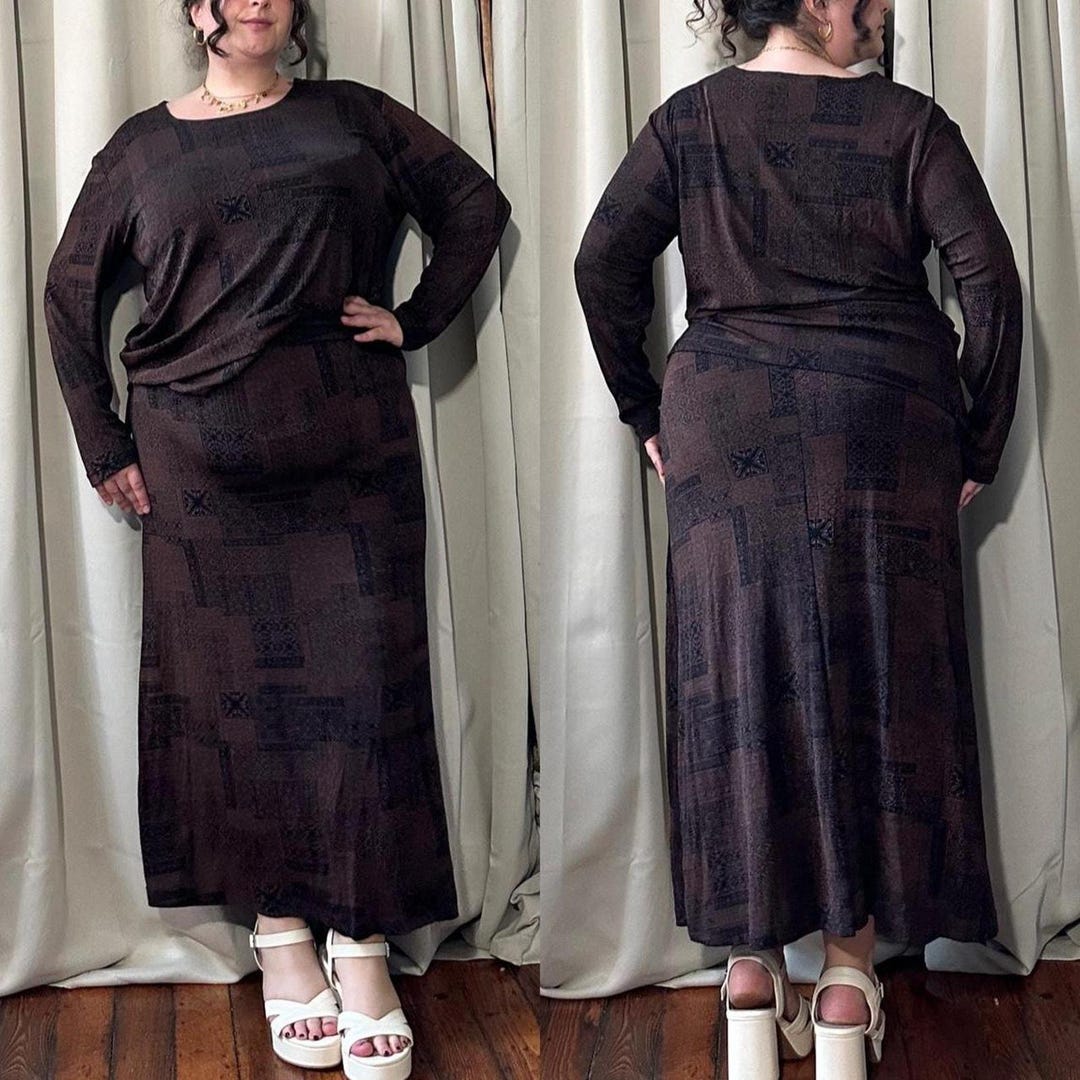 1990s Frazier Lawrence Woman Two Piece Matching Set. Slinky Stretchy ...