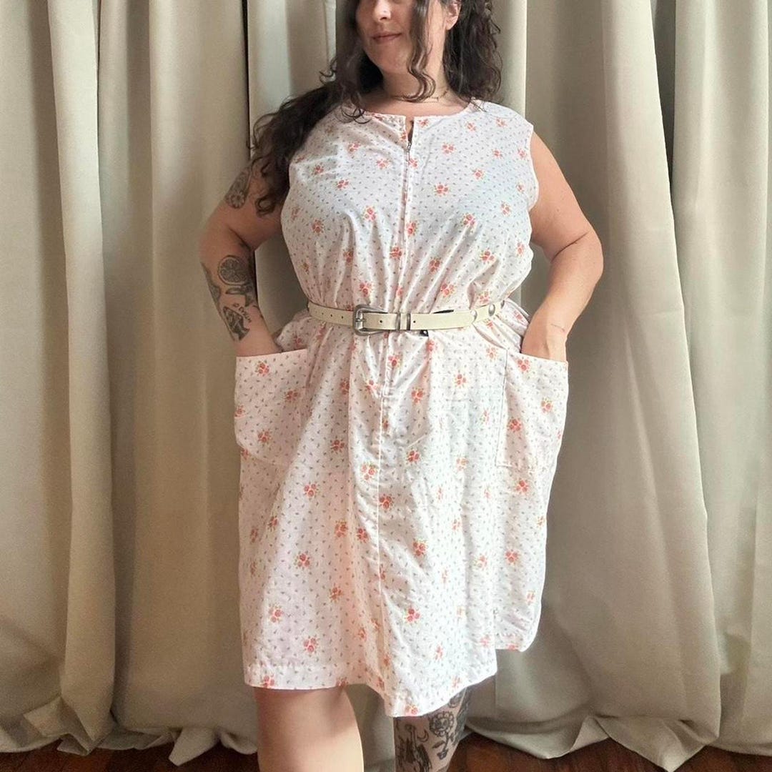 Plus Size Vintage House Dress: 70s Goldies Cotton Blend (3X-4X - Etsy