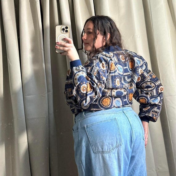 90s Celestial Silk Windbreaker - Navy Vintage Sportsw… - Gem