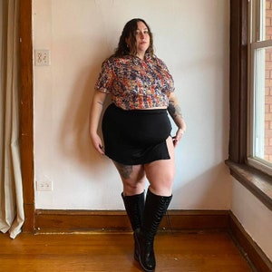 1980s Haband for Her Floral Polyester Short Sleeve Blouse. Fits up to ...