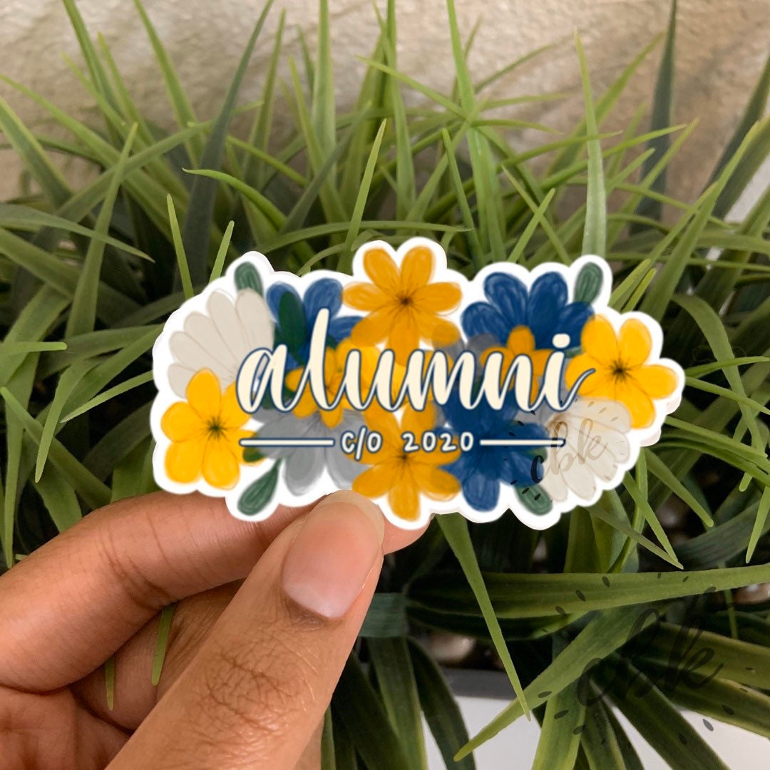 Personalized Alumni College Flower Sticker, Custom College Graduate ...