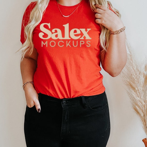 Bella Canvas Model Mockup Bella Canvas Mockup 3001 Red Bella | Etsy