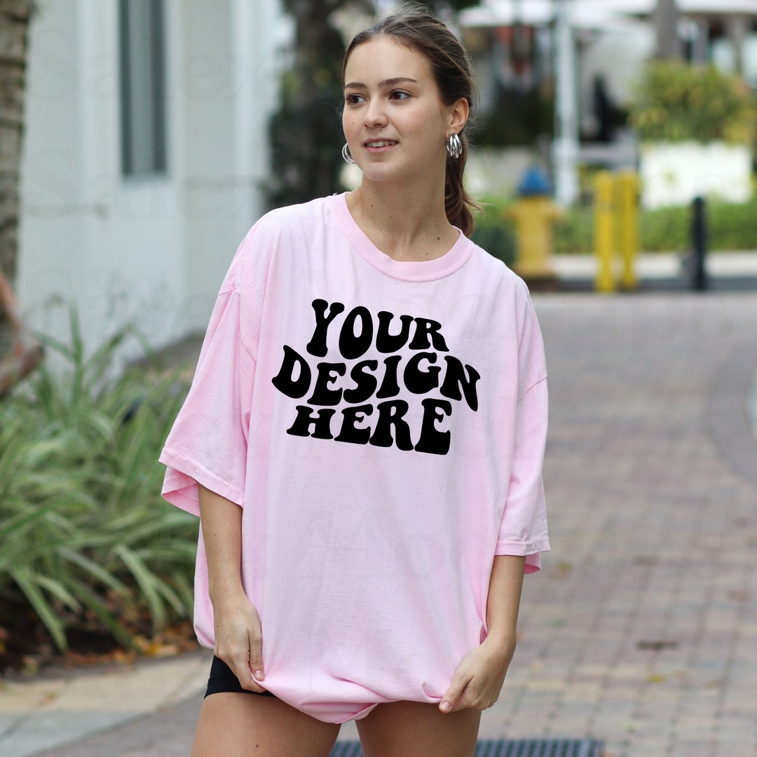 Gildan 5000 Model Mockup, Gildan Light Pink Mockup, Gildan Model Mockup ...