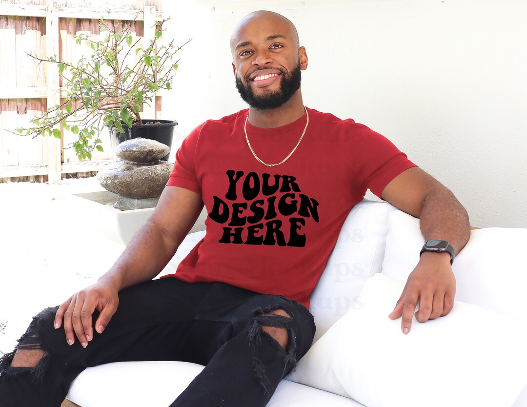 Black Male Model Mockup, Bella Canvas Male Mockup, Bella Canvas 3001 ...