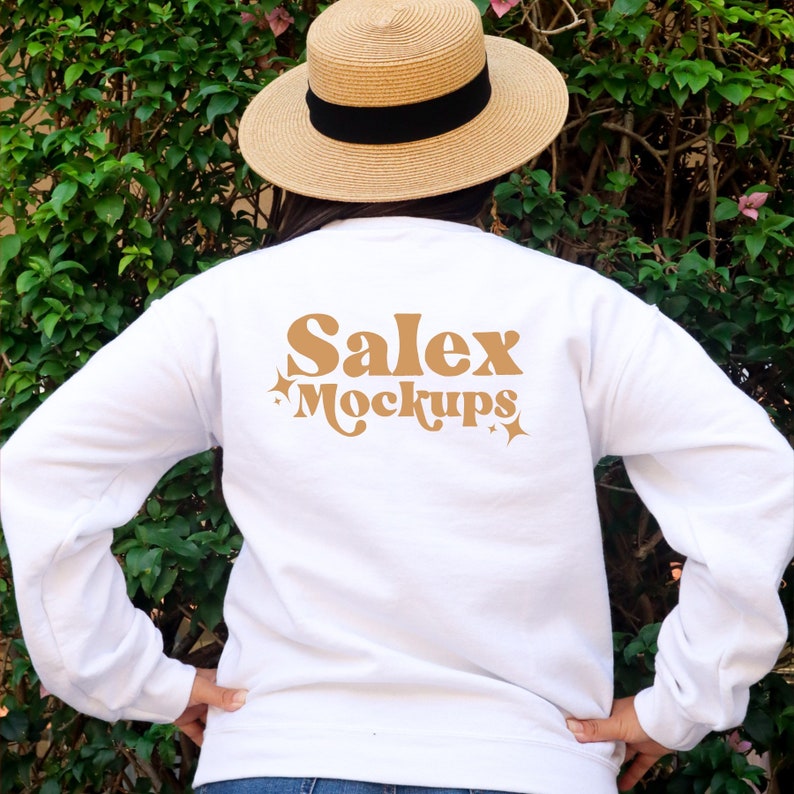 Fall White Back Gildan Crew Neck Mockup Gildan 1800 Sand Long - Etsy