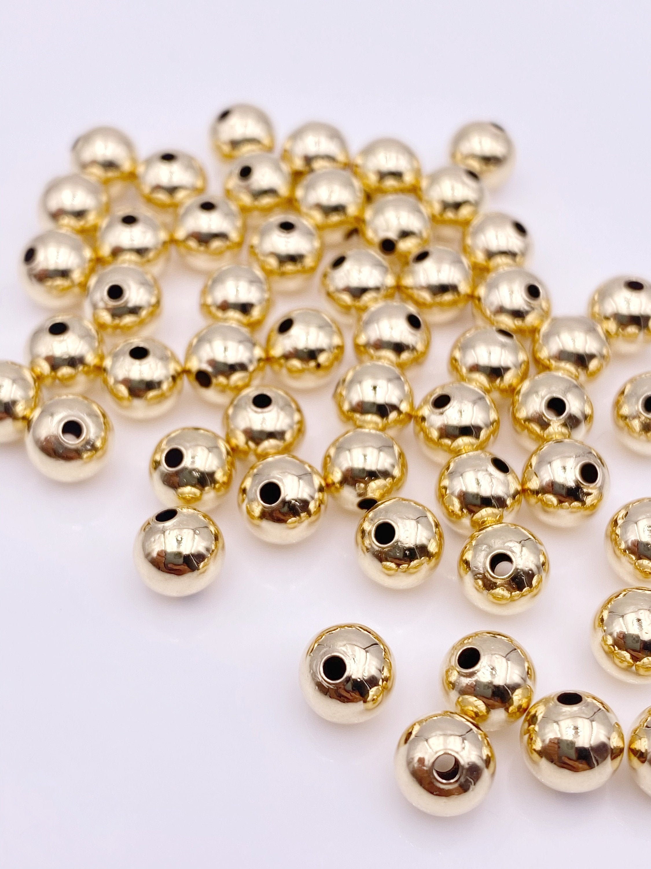 Gold Filled 6mm Small Hole Round Beads 40 Pcs Spacers - Etsy