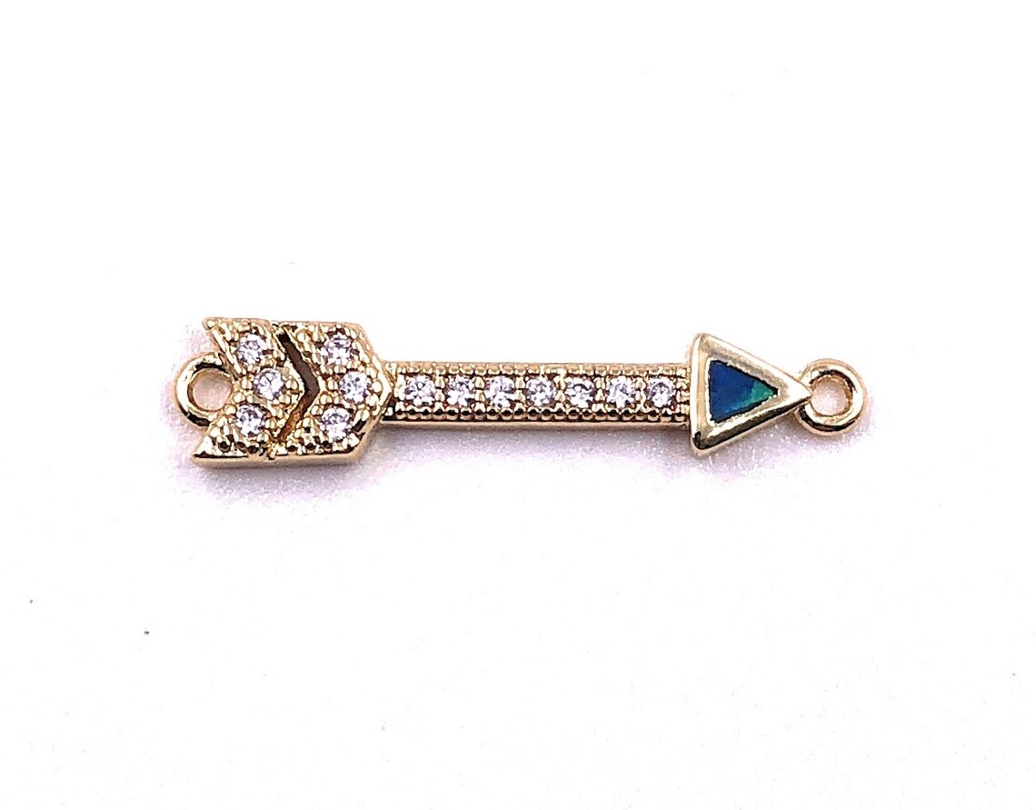 Dainty Micro Pave Arrow Connector Opal Small Arrow 18K Gold - Etsy