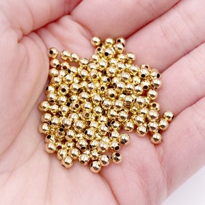 Gold Filled 3mm Small Hole Round Beads, 190pcs Spacers, 3mm Gold Filled ...