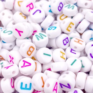 White and Gold Cube Letter Beads, 100 Pcs Alphabet Beads, ABC Acrylic ...