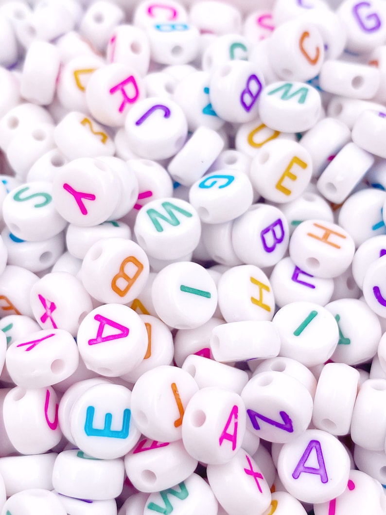 ABC Colored Letter Beads 100 Pcs Alphabet Beads Rainbow - Etsy