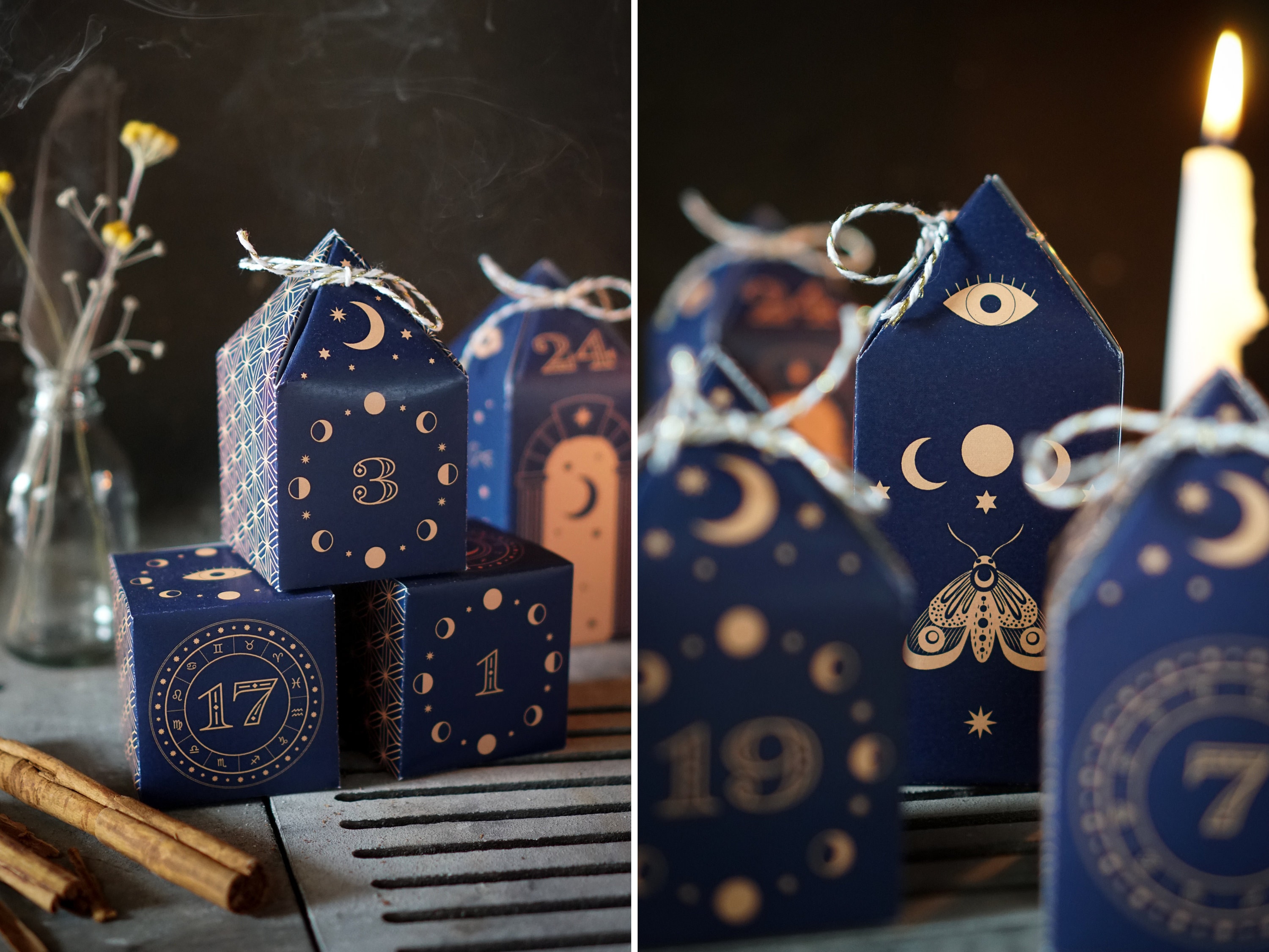 Advent Calendar "mystical" to Print, Cut Out & Fill, 25 Boxes Incl ...