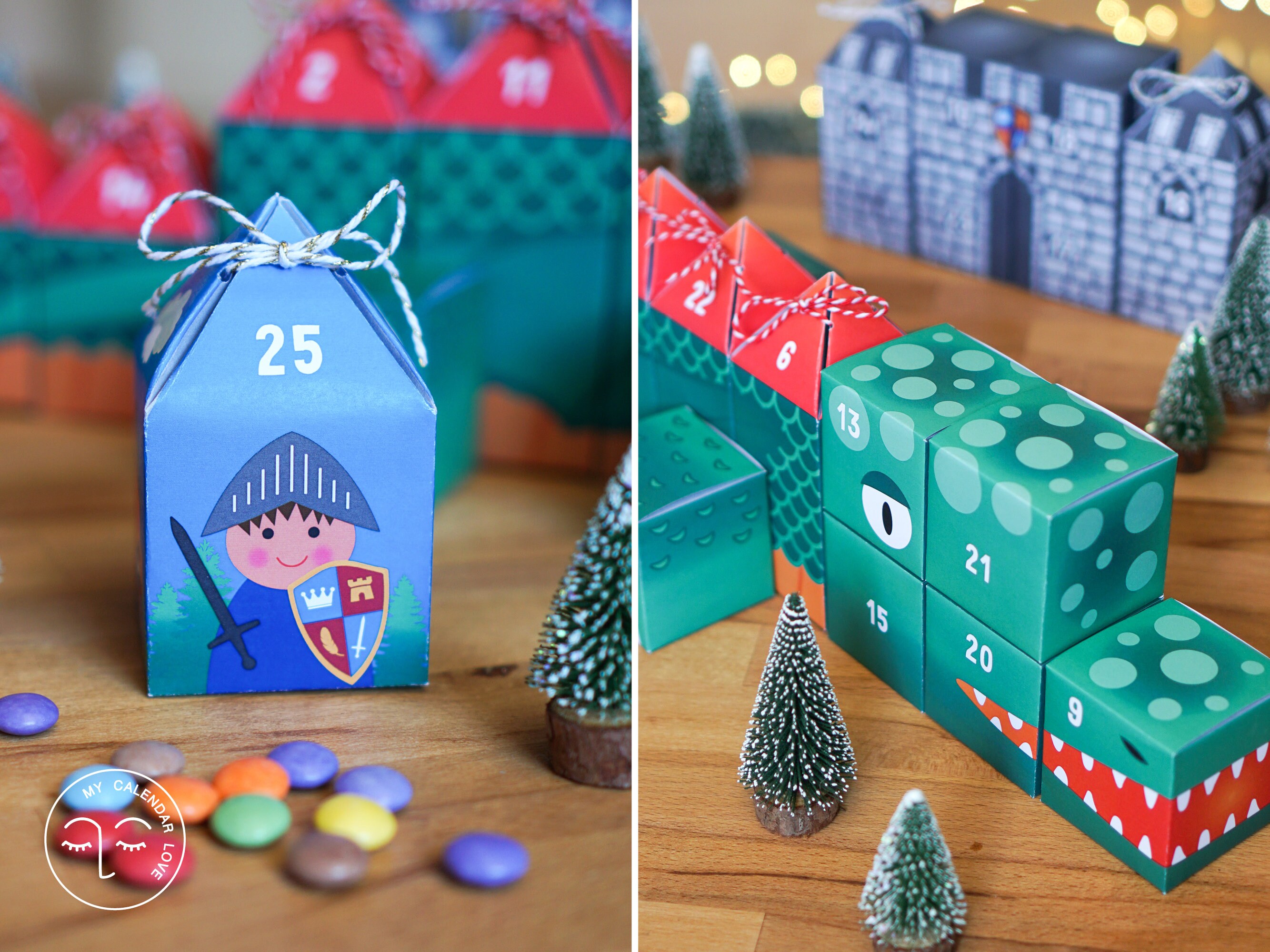 Advent Calendar "dragon" to Print, Cut Out & Fill, 25 Boxes Incl ...