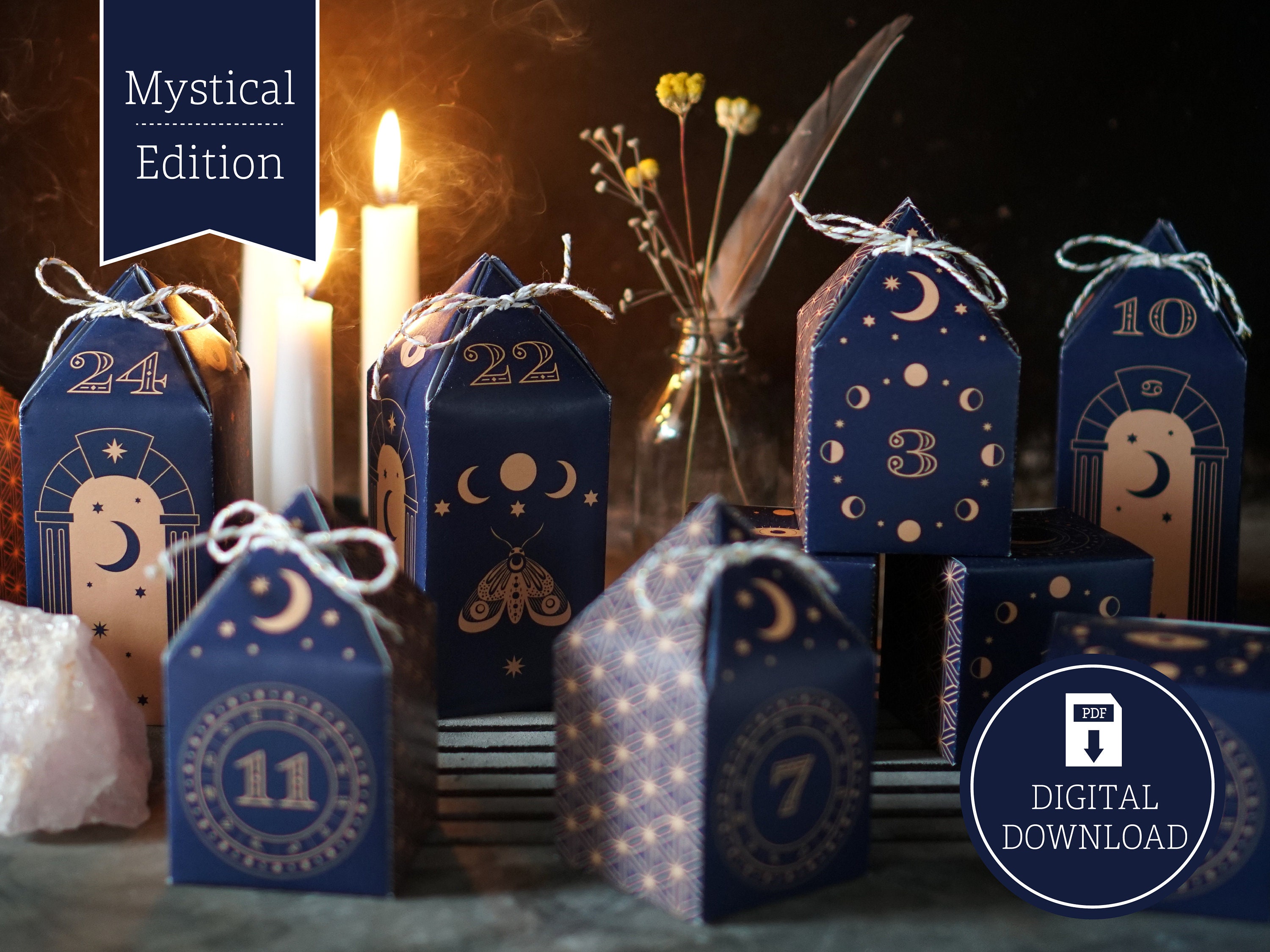 Advent Calendar "mystical" to Print, Cut Out & Fill, 25 Boxes Incl ...
