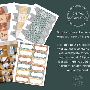 Printable Advent Calendar, BOHO, Countdown to Christmas, DIY, Instant ...