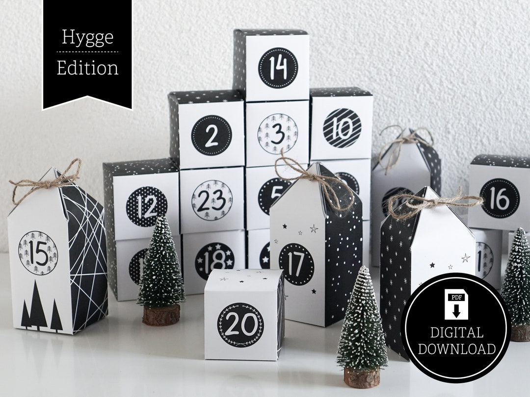 Advent Calendar "hygge" to Print, Cut Out & Fill, 25 Boxes Incl ...