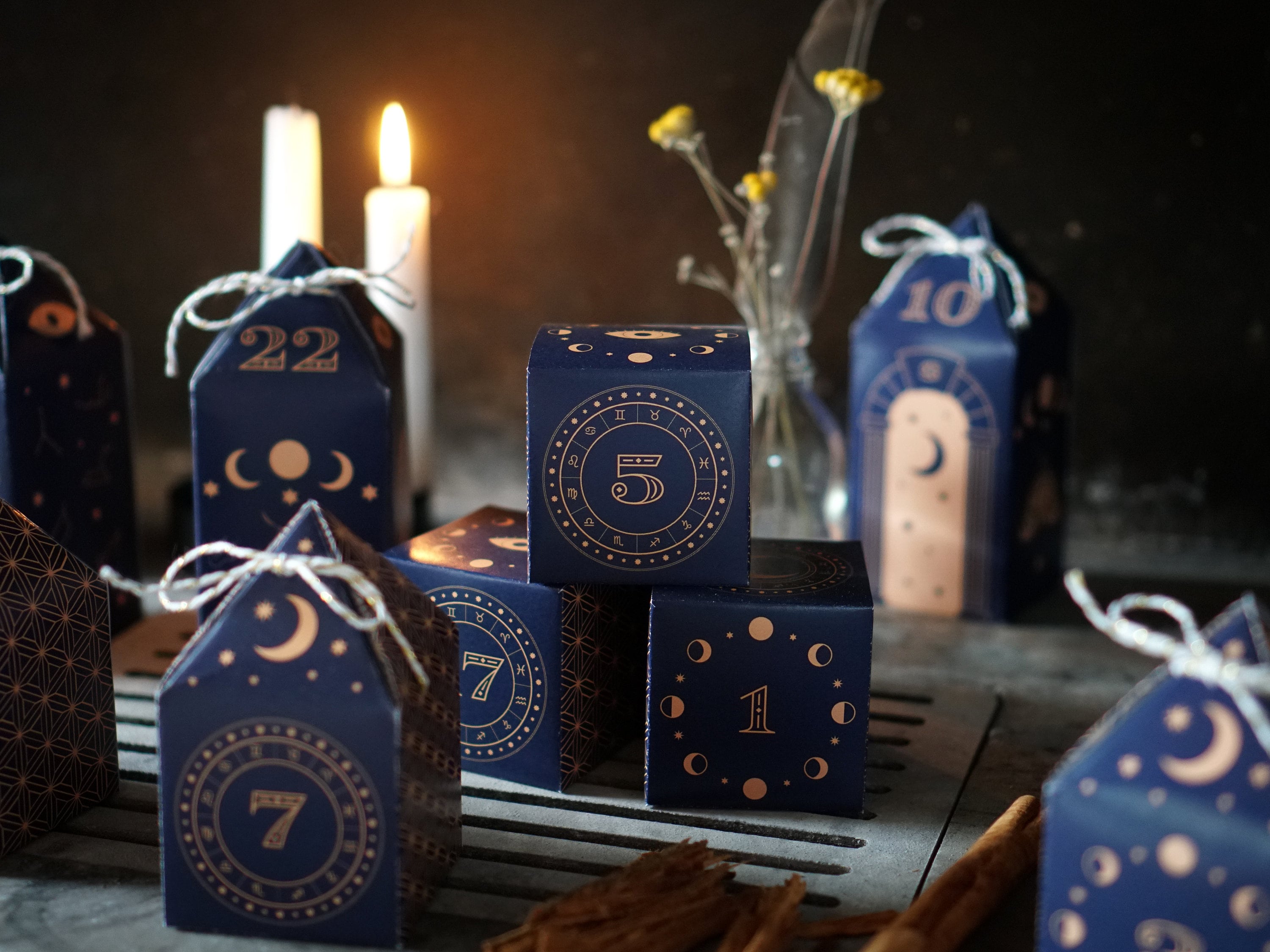 Advent Calendar "mystical" to Print, Cut Out & Fill, 25 Boxes Incl ...