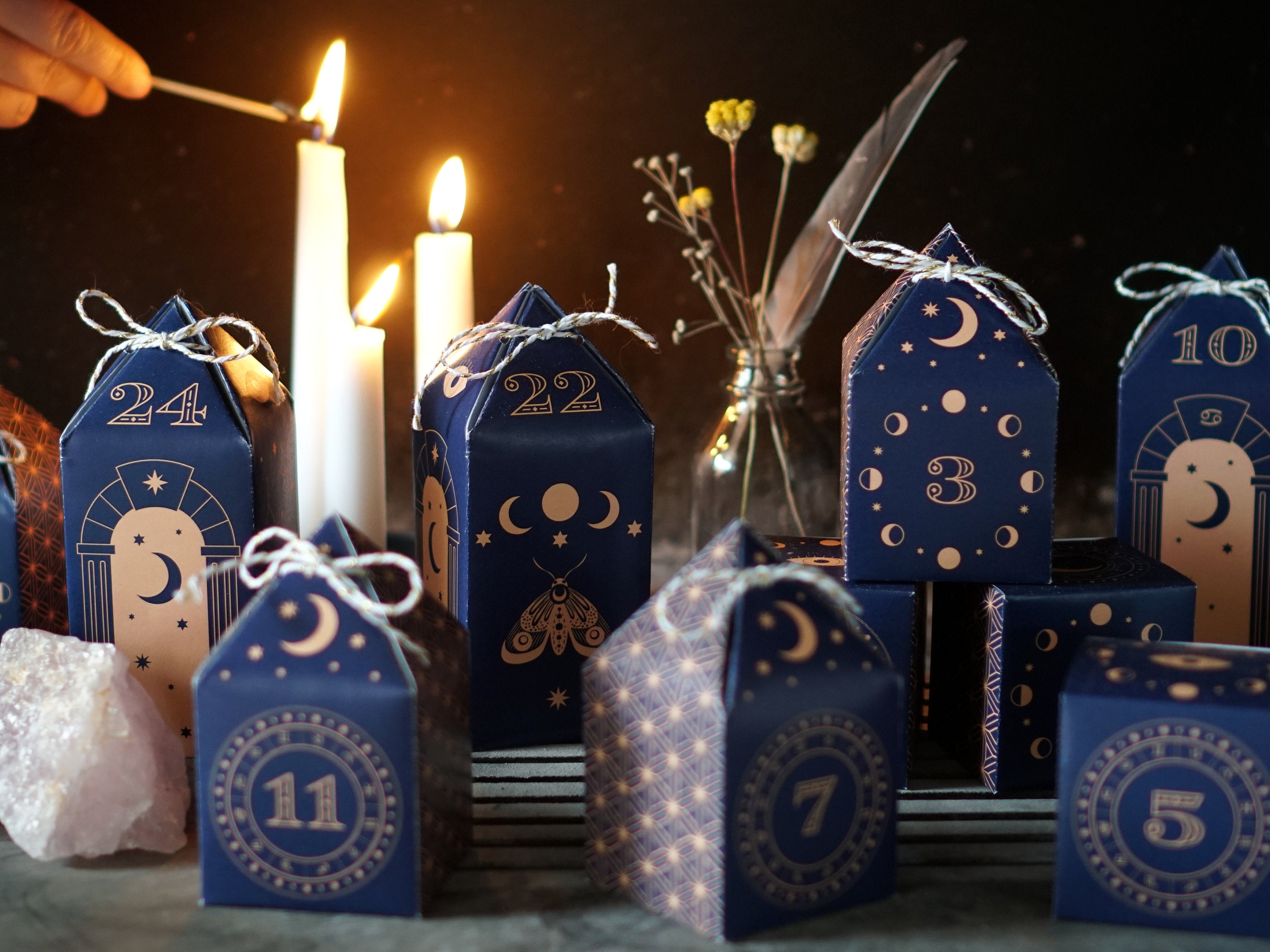 Advent Calendar "mystical" to Print, Cut Out & Fill, 25 Boxes Incl ...