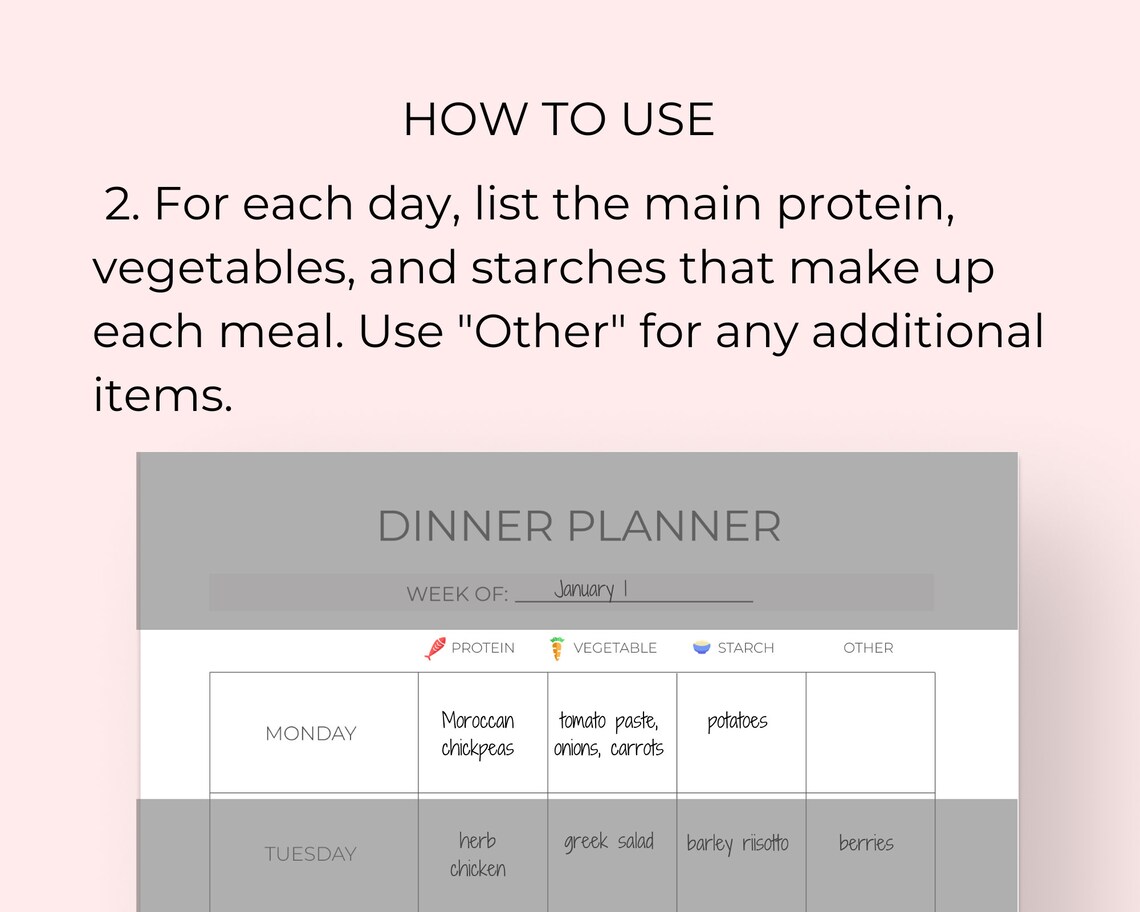 Dinner Planner Printable, Meal Planner, Weekly Dinner Planner, Dinner ...