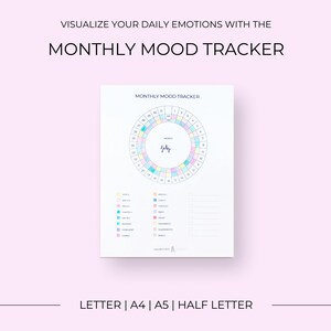 Monthly Mood Tracker Printable, Feelings Journal, Daily Mood, Daily ...